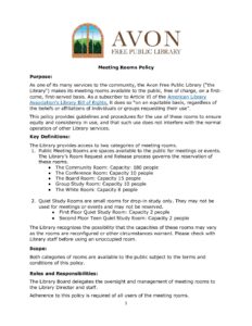 Meeting Rooms Policy – Avon Free Public Library