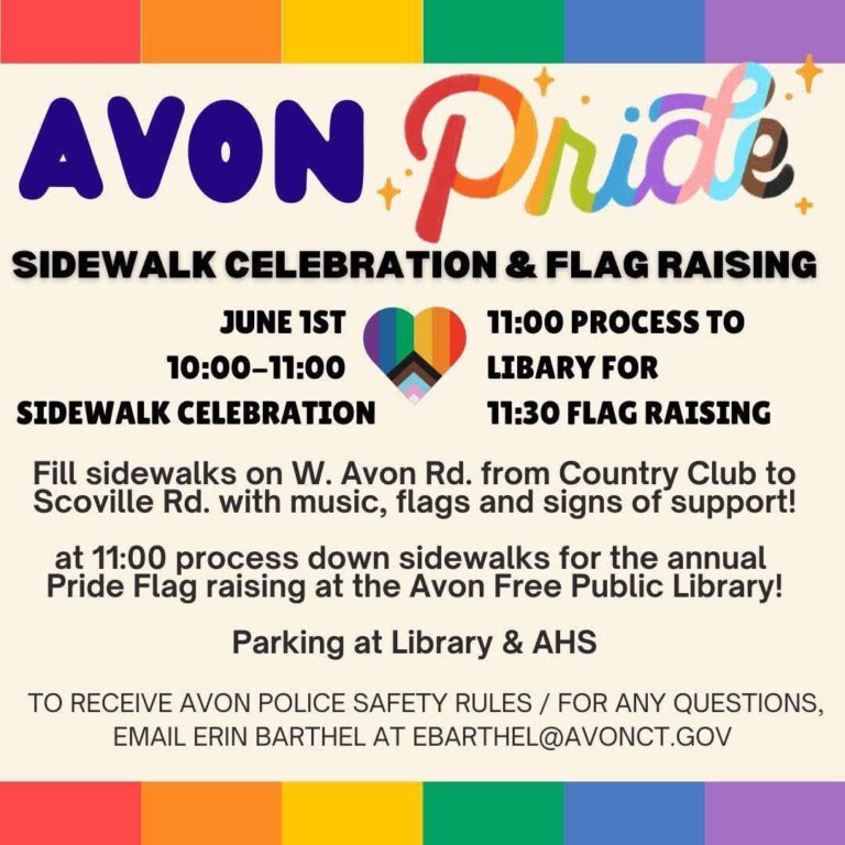Avon Pride Sidewalk Celebration & Flag Raising - Avon Free Public Library