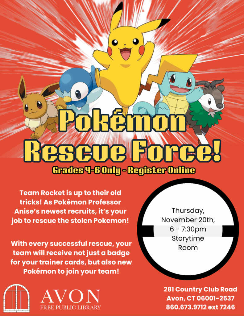 AFPL TTRPG Club: Pokémon Rescue Force - Avon Free Public Library